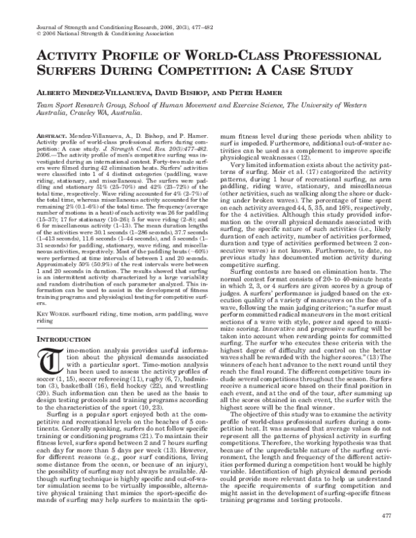 (PDF) Activity Profile of World-Class Professional Surfers During ...