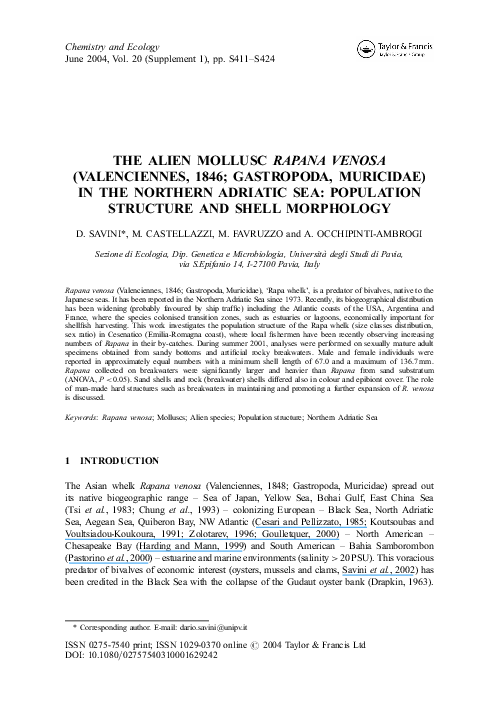 (PDF) The alien mollusc Rapana venosa (Valenciennes, 1846; Gastropoda ...