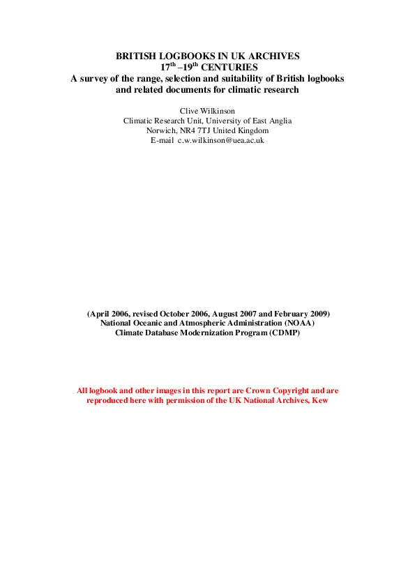 (PDF) British Logbooks in UK Archives 17th-19th Centuries