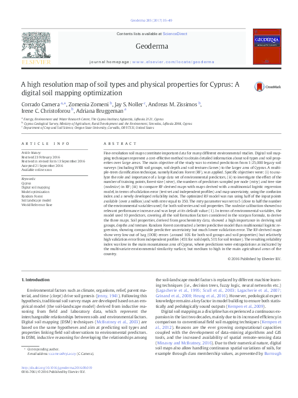 (PDF) A high resolution map of soil types and physical properties for Cyprus: A digital soil ...