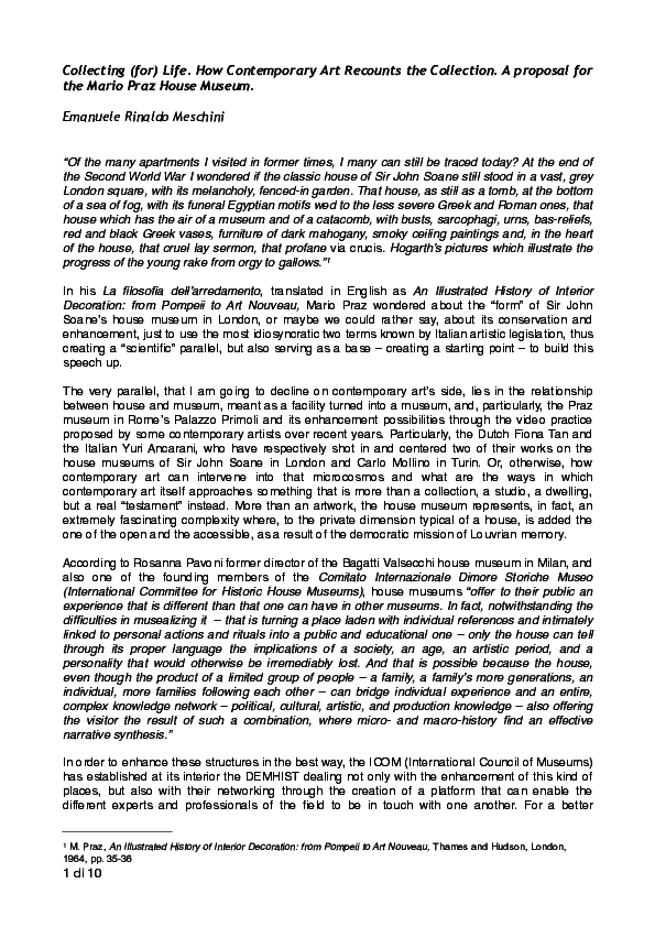 (PDF) Collecting (for) Life. How Contemporary Art Recounts the ...