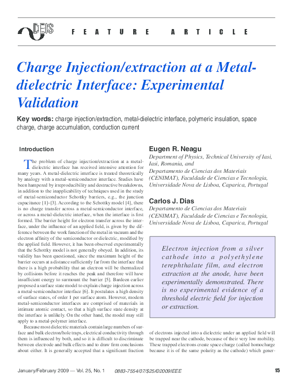 (PDF) Charge injection/extraction at a metal-dielectric interface ...