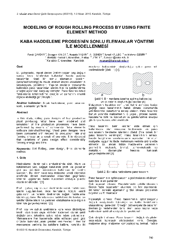 (PDF) Kaba Haddeleme Prosesinin Sonlu Elemanlar Yöntemi ile Modellenmesi