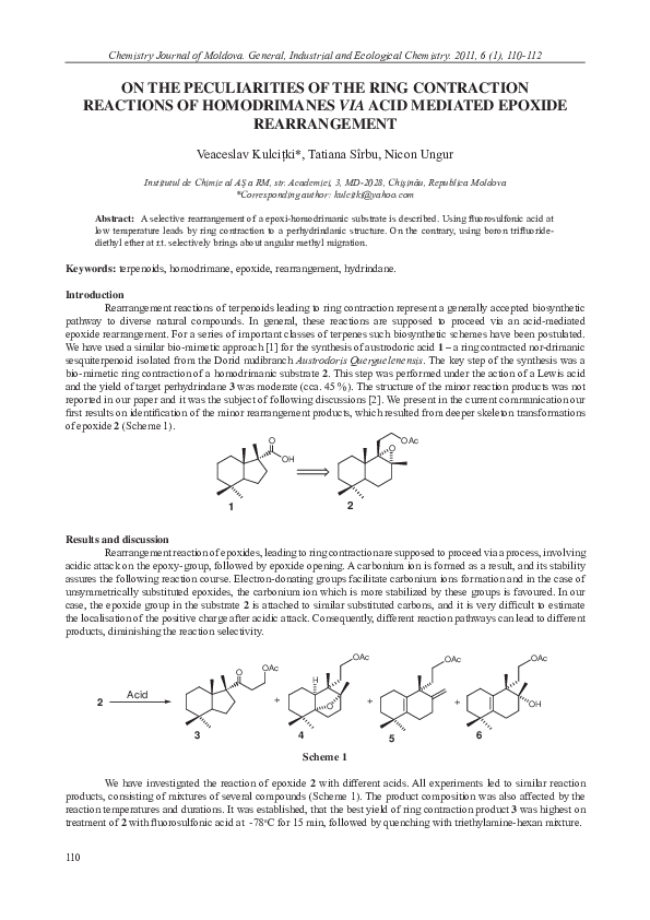 (PDF) ON THE PECULIARITIES OF THE RING CONTRACTION REACTIONS OF ...