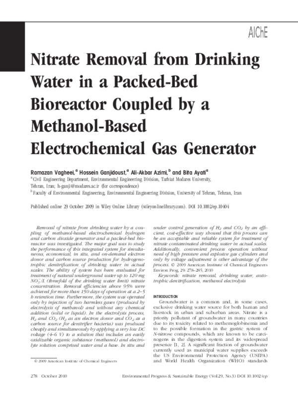 (PDF) Efficient Nitrate Removal via Bioreactor System