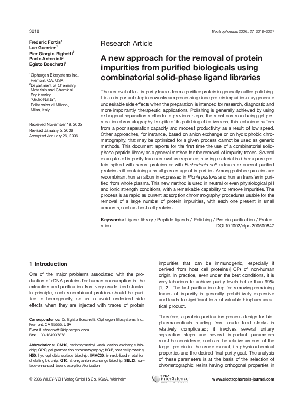 (PDF) A new approach for the removal of protein impurities from ...
