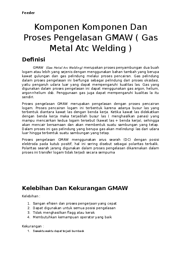 (DOC) Komponen Komponen Dan Proses Pengelasan GMAW