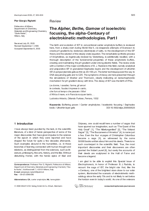 (PDF) TheAlpher, Bethe, Gamow of isoelectric focusing, the alpha ...