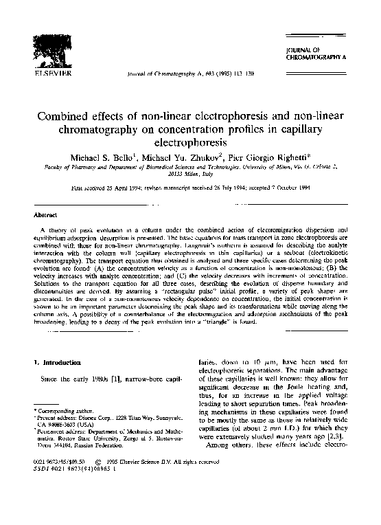 (PDF) Combined effects of non-linear electrophoresis and non-linear chromatography on ...