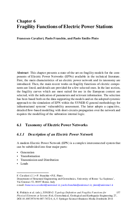 (PDF) Fragility Functions of Electric Power Stations