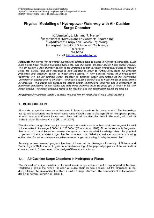 (PDF) Physical modelling of hydropower waterway with air cushion surge ...
