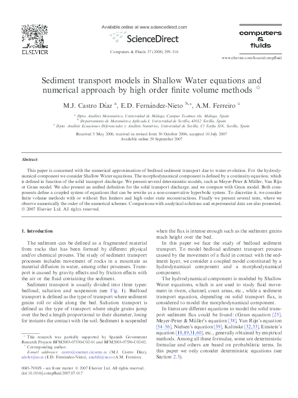Pdf Sediment Transport Models In Shallow Water Equations And