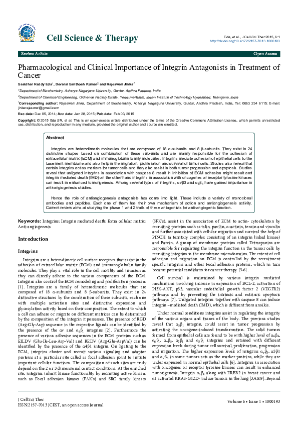 (PDF) Pharmacological and Clinical Importance of Integrin Antagonists ...