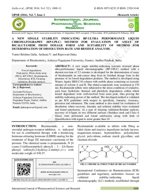 (PDF) A NEW SINGLE STABILITY INDICATING RP-ULTRA PERFORMANCE LIQUID ...