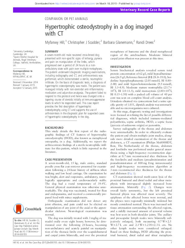 (PDF) Hypertrophic osteodystrophy in a dog imaged with CT