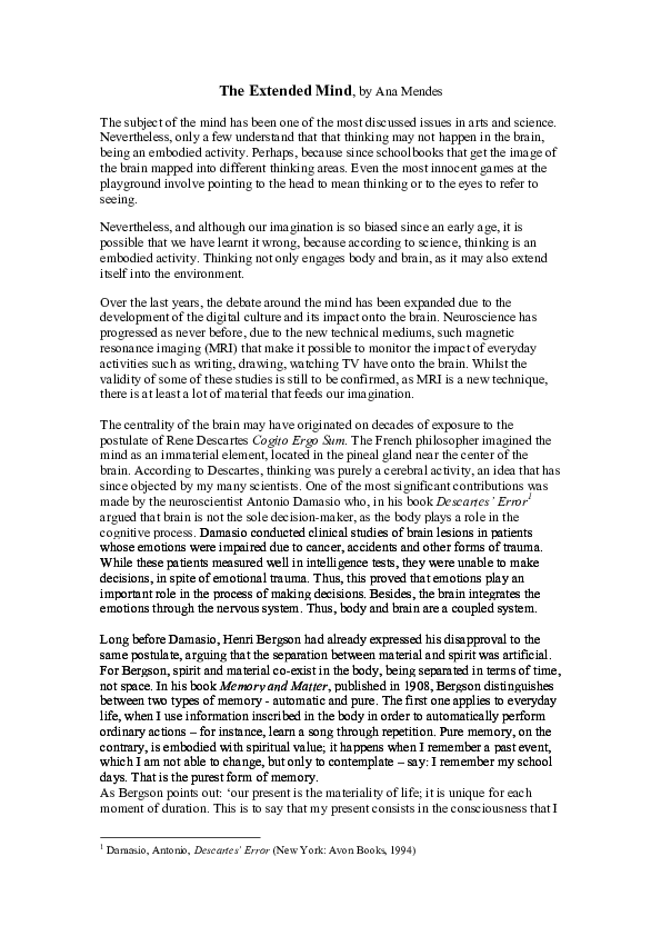 (PDF) The Extended Mind