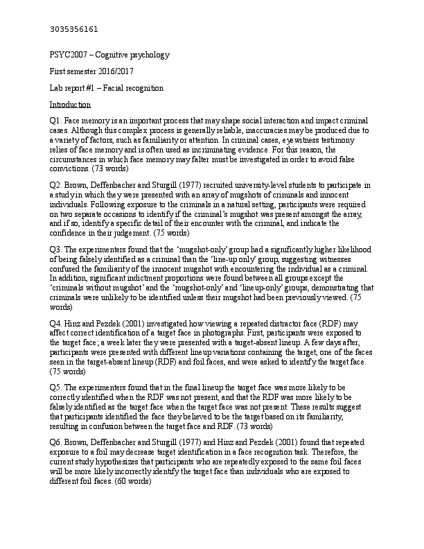 (DOC) Cognitive Lab Report1Final