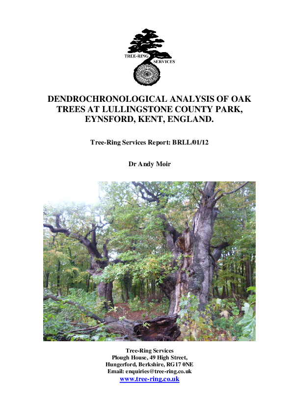 (PDF) DENDROCHRONOLOGICAL ANALYSIS OF OAK TREES AT LULLINGSTONE COUNTY ...