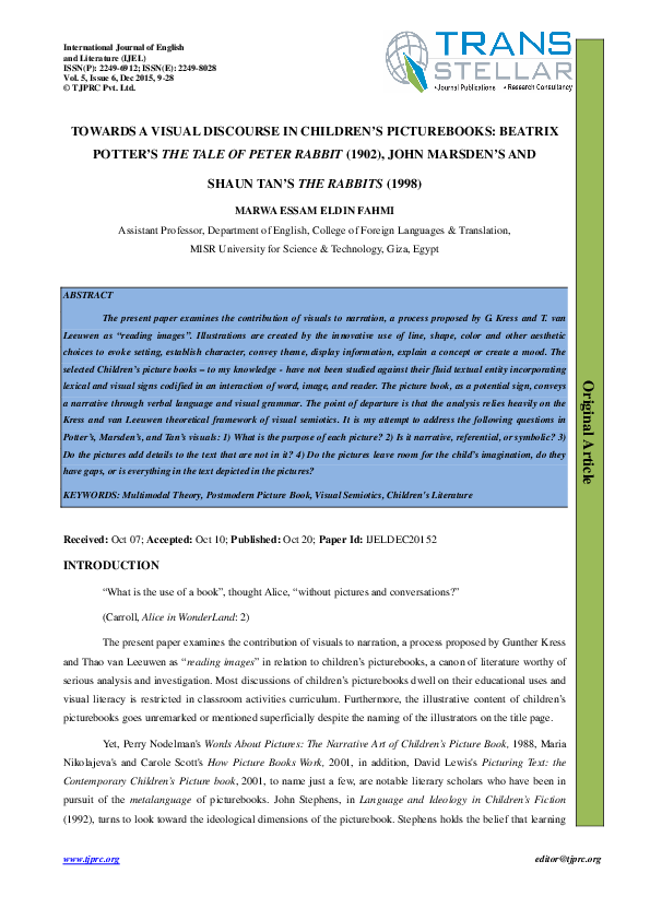 (PDF) TOWARDS A VISUAL DISCOURSE IN CHILDREN'S PICTUREBOOKS: BEATRIX