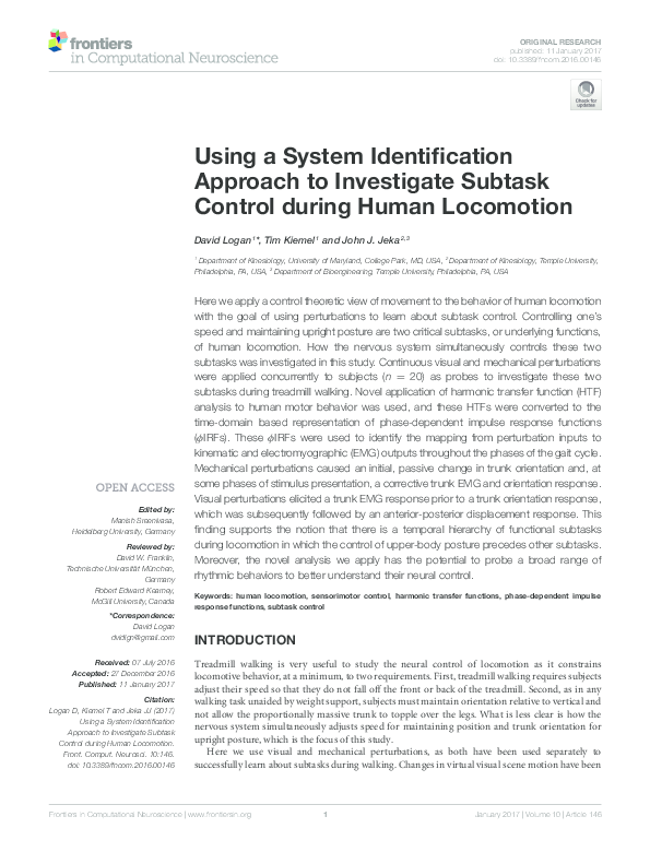 (PDF) Using a System Identification Approach to Investigate Subtask ...