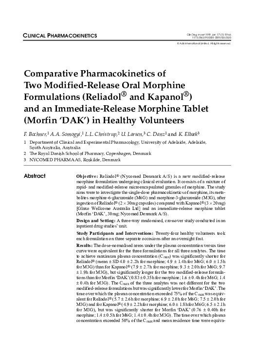 (PDF) Comparative Pharmacokinetics of Two Modified-Release Oral ...