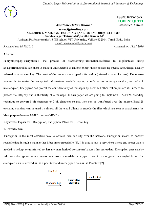 (PDF) Secured E-Mail System using Base 128 Encoding Scheme