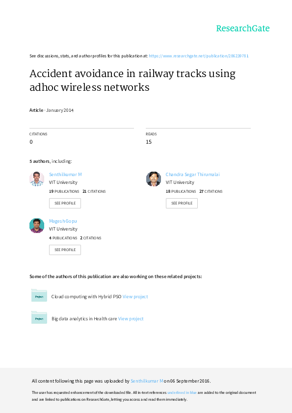 (PDF) Accident avoidance in railway tracks using adhoc wireless networks