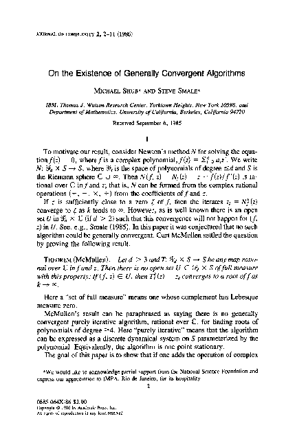 (PDF) On the Existence of Generally Convergent Algorithms
