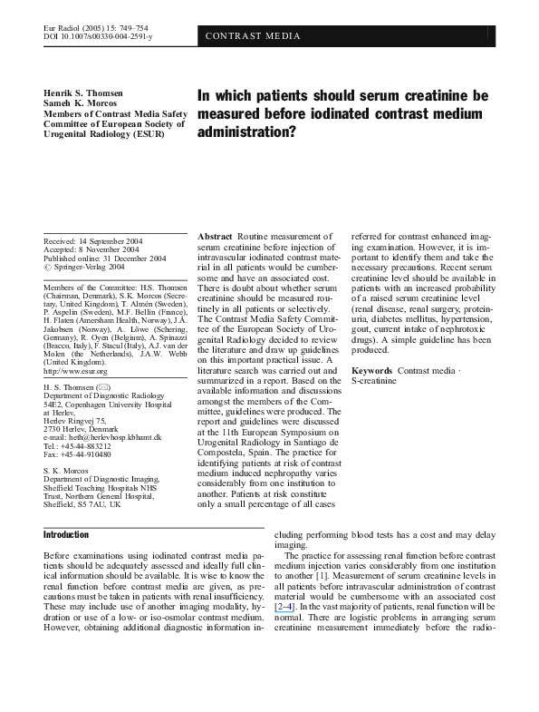 (PDF) Identifying High-Risk Patients for Contrast Use