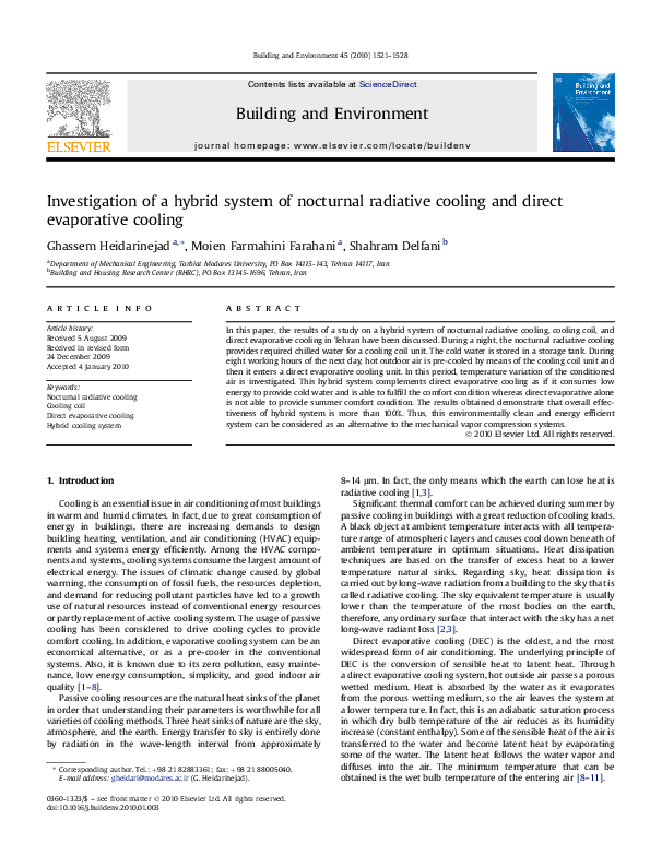 (PDF) Investigation of a hybrid system of nocturnal radiative cooling ...