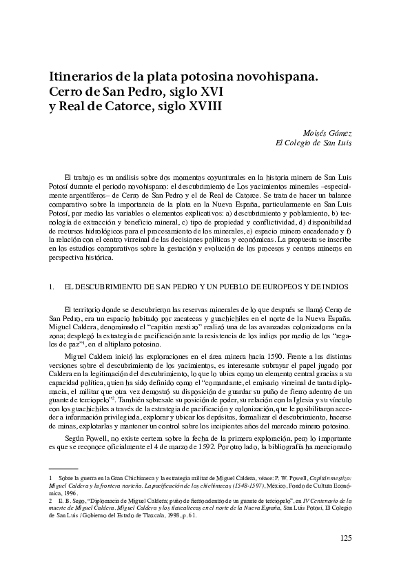 (PDF) Itinerarios de la plata potosina novohispana