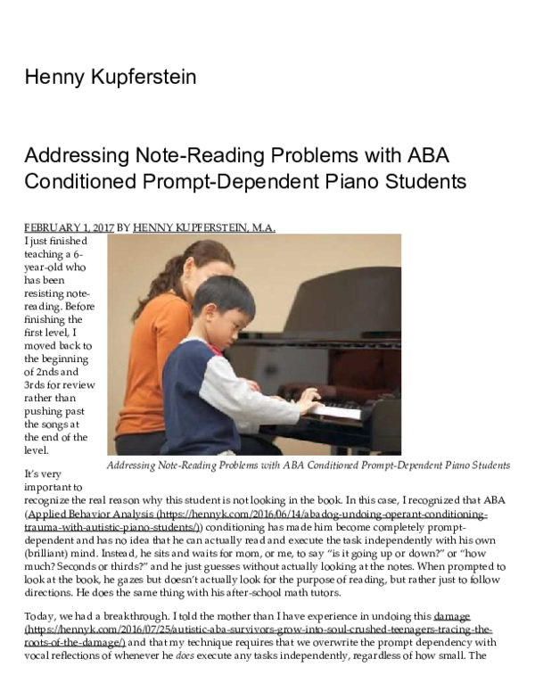 (PDF) Addressing Note‑Reading Problems with ABA Conditioned Prompt ...