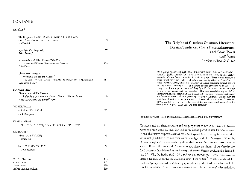 (PDF) The Origins of Classical Ottoman Literature: Persian Tradition ...