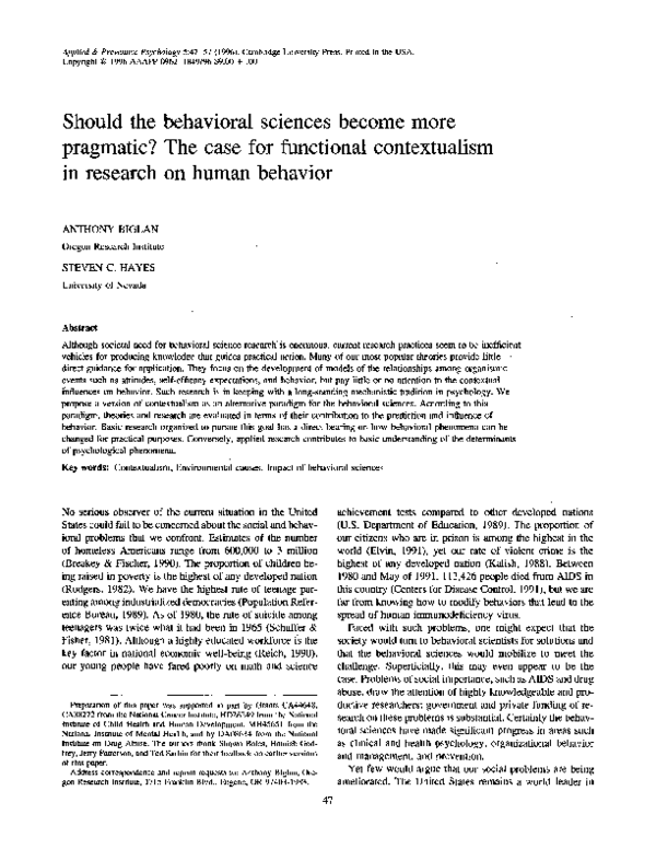(PDF) Should the behavioral sciences become more pragmatic? The case ...