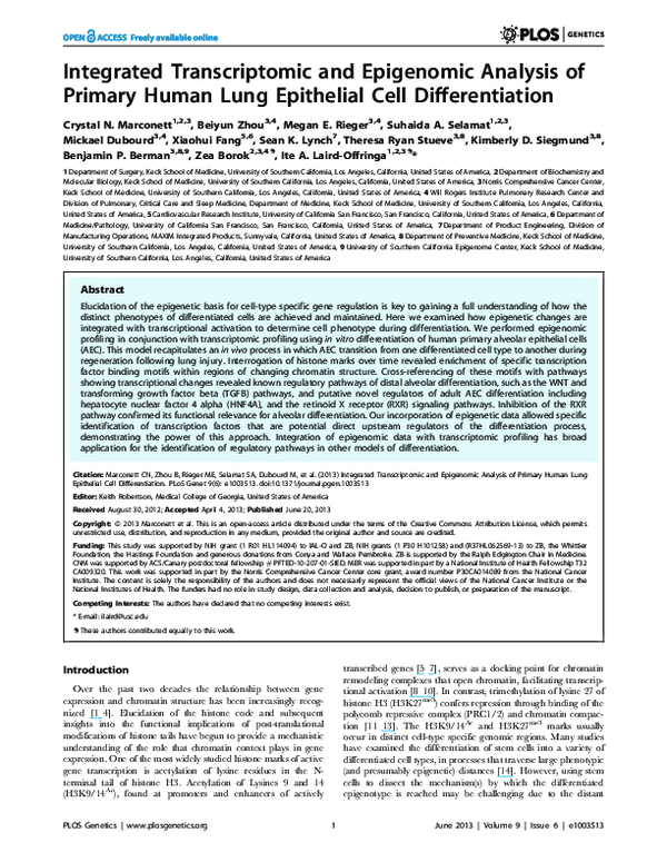 (PDF) Integrated Transcriptomic and Epigenomic Analysis of Primary ...