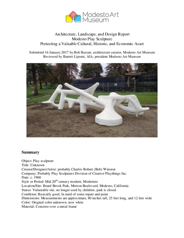 (PDF) Architecture, Landscape, and Design Report: Modesto Play ...