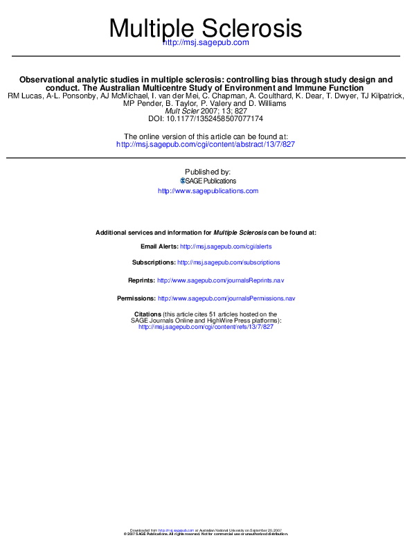 (PDF) Observational analytic studies in multiple sclerosis: controlling ...