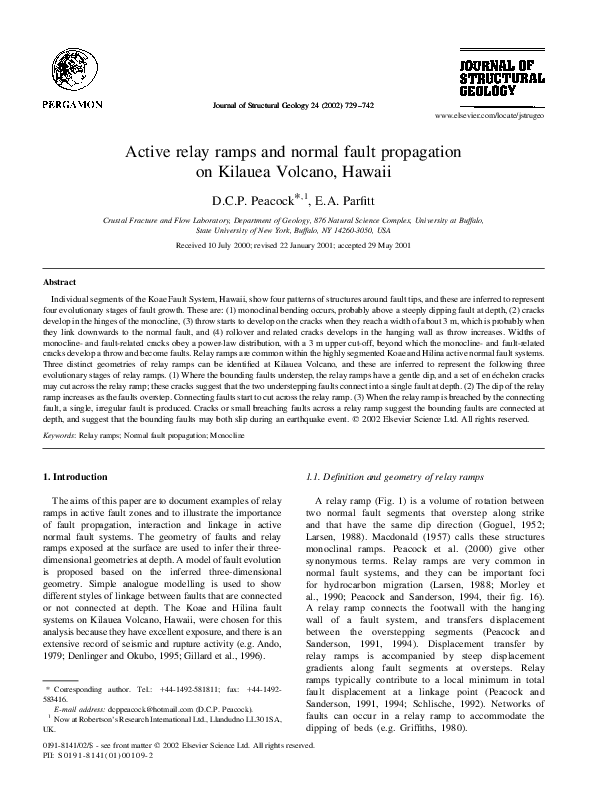 (PDF) Active relay ramps and normal fault propagation on Kilauea ...
