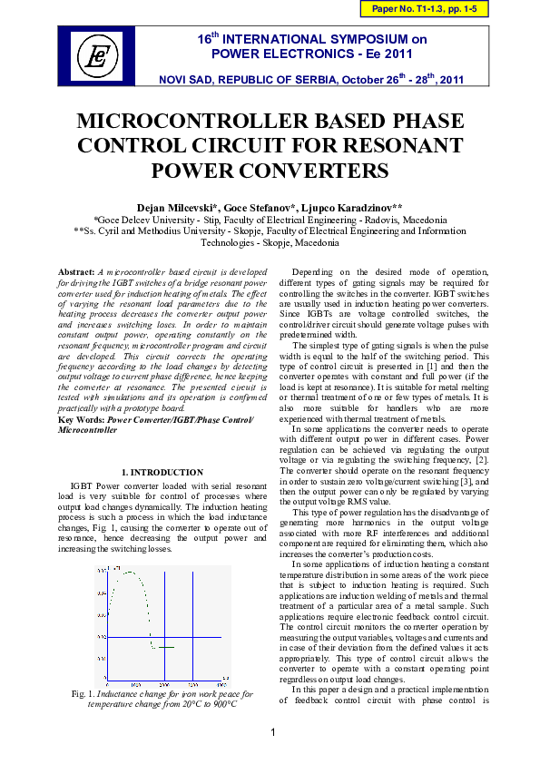 (PDF) Microcontroller based phase control circuit for resonant power ...