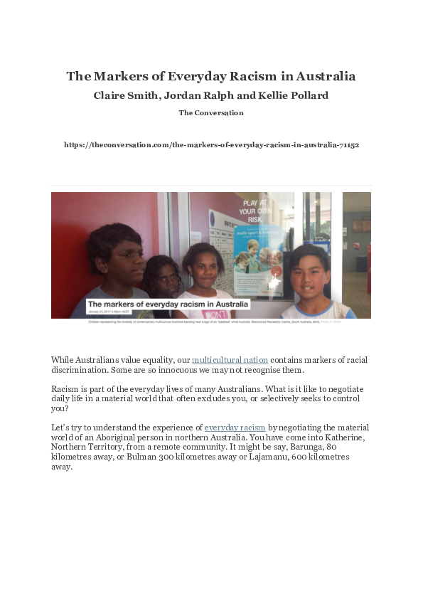 (PDF) The markers of everyday racism in Australia