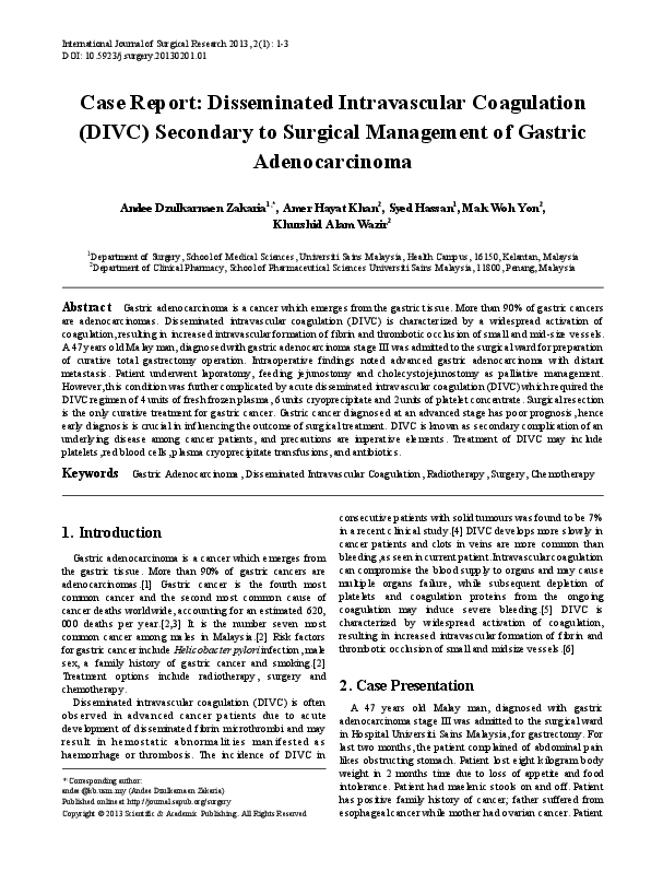 (PDF) Case Report: Disseminated Intravascular Coagulation (DIVC ...