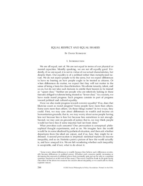 (PDF) Equal Respect and Equal Shares