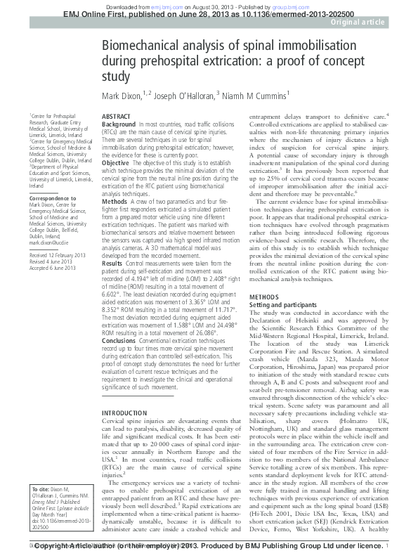 (PDF) Biomechanical analysis of spinal immobilisation during ...