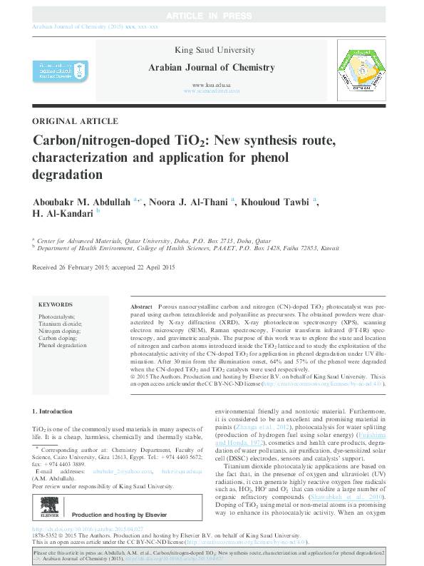 (PDF) Arabian Journal of Chemistry