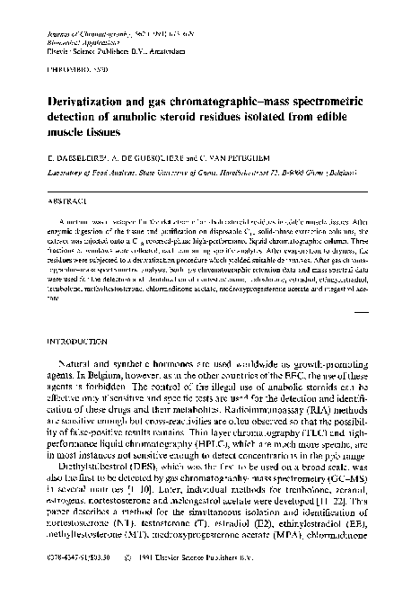 (PDF) Derivatization and gas chromatographic-mass spectrometric detection of anabolic steroid ...