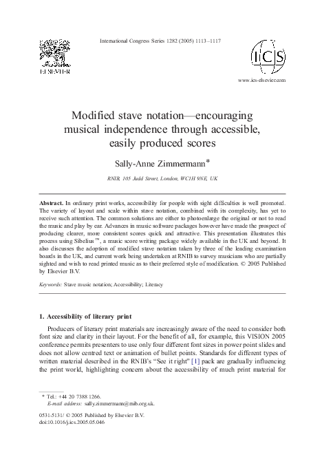 (PDF) Modified stave notation—encouraging musical independence through ...