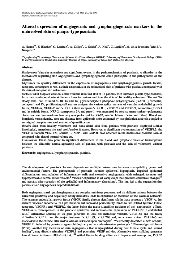 Altered expression of angiogenesis and lymphangiogenesis markers in the ...