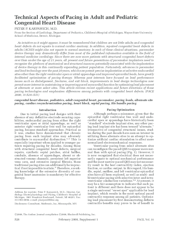 (PDF) Technical Aspects of Pacing in Adult and Pediatric Congenital ...