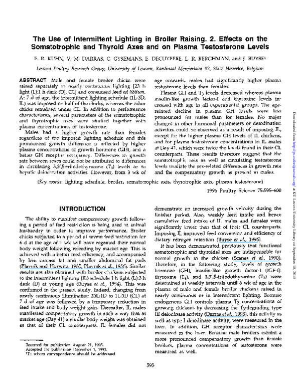 (PDF) The Use of Intermittent Lighting in Broiler Raising.: 1. Effect ...