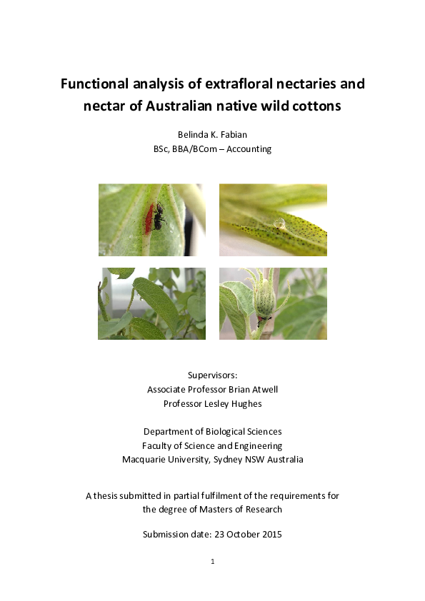 (PDF) Functional analysis of extrafloral nectaries and nectar of ...